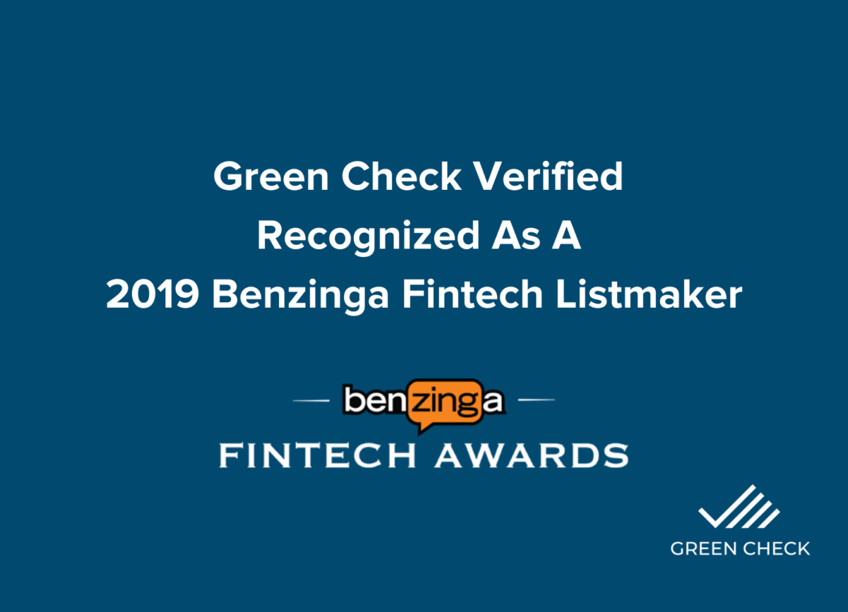 Green Check Verified Recognized As A 2019 Benzinga Fintech Listmaker | Green Check